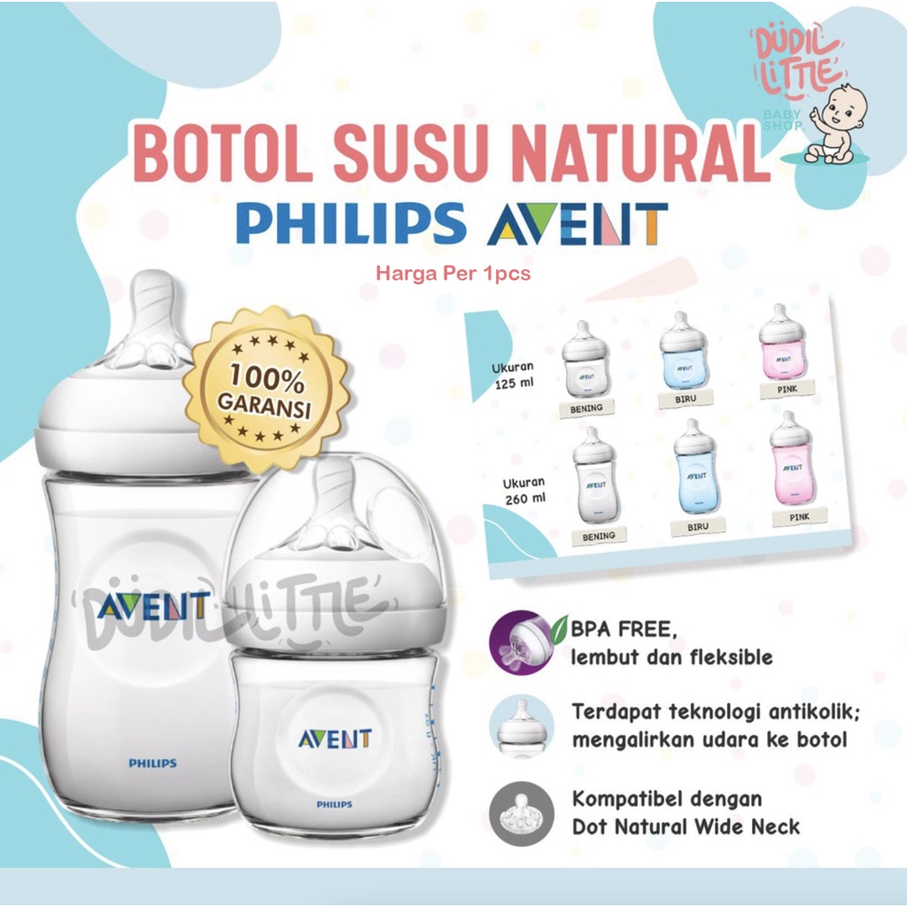 Jual BOTOL SUSU AVENT NATURAL 125ML - 260ML SINGLE NO BOX 100% ORIGINAL ...