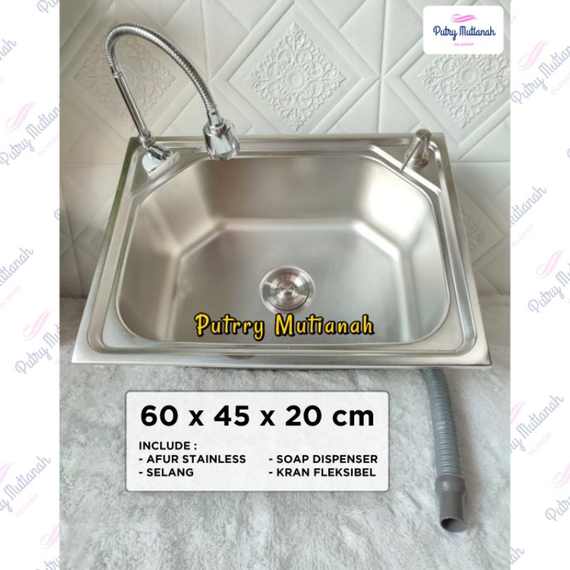 Jual Laris kitchen sink uk 61 x 45 cm bak cuci piring kran fleksibel ...