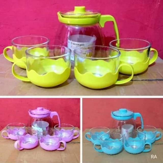 Jual Tea Pot Set 5 In 1, BONUS REQUEST KARTU UCAPAN, Tea Pot set kaca ...