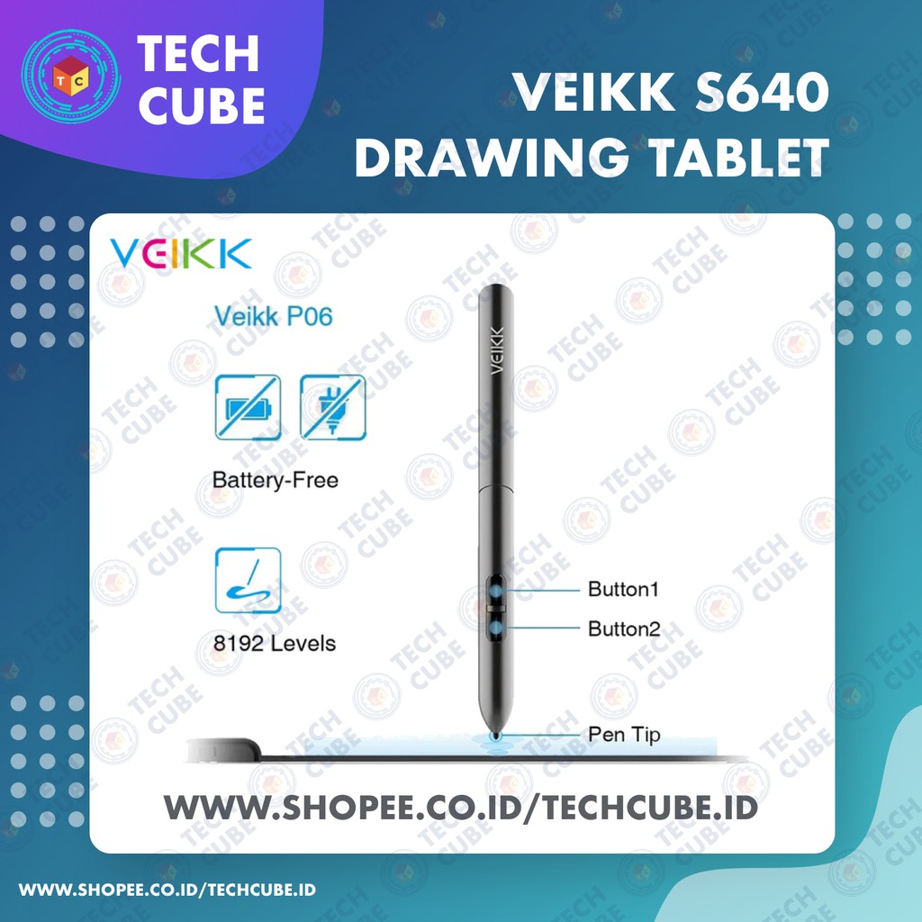Jual VEIKK S640 Digital Graphic Drawing Pen Tablet Gambar dan OSU 8192 ...