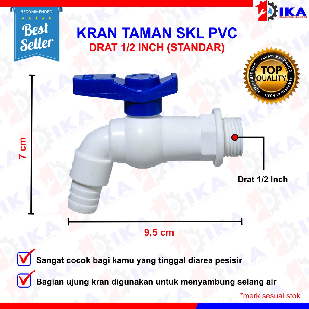 Jual Kran PVC SKL 1/2" Inch Putar Kiri Kanan / Keran Air Tembok / Stop ...