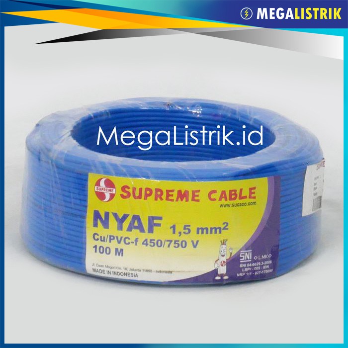 Jual SUPREME NYAF 1.5 MM ( 100 METER ) / KABEL LISTRIK SERABUT TEMBAGA 1,5MM / AF 1,5 / 1 X 1 ...