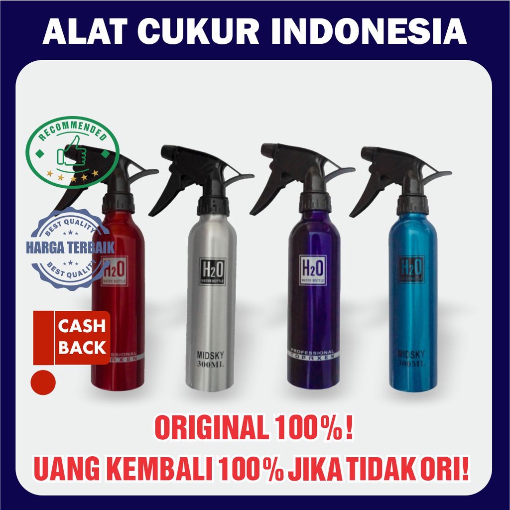 Jual BOTOL SEMPROTAN AIR / BOTTLE WATER SPRAY ALUMUNIUM H2O 300ML ...