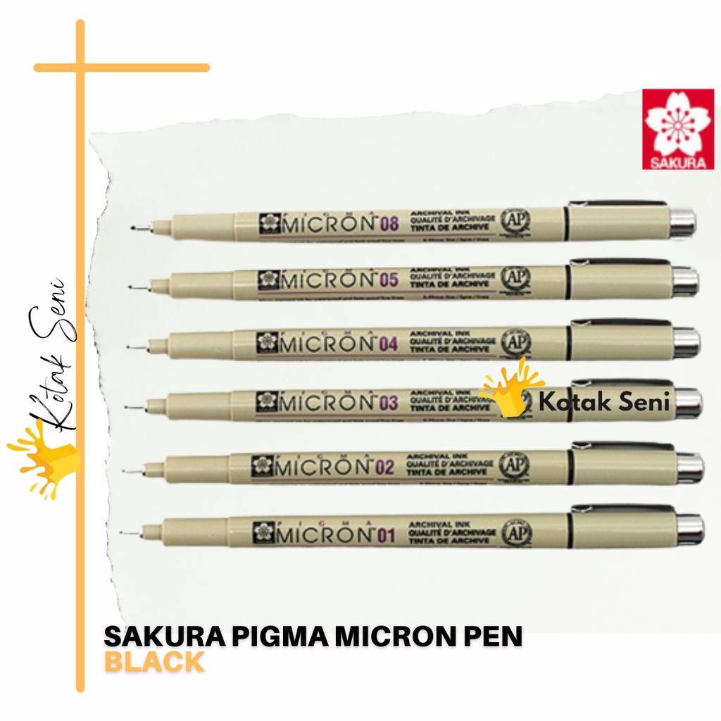 Jual SAKURA Pigma Micron Pen / Drawing Pen Merk Mikron Black | Shopee ...