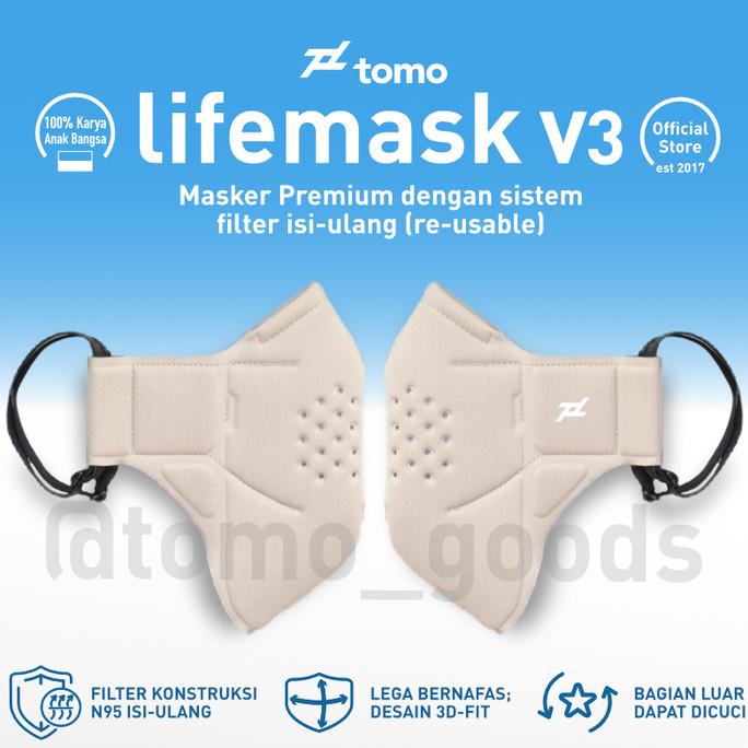 Jual Tomo Lifemask Official / Masker Premium Anti Polusi - Warna Creme ...