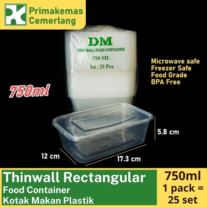Jual Thinwall Recta Dm 750 Ml Kotak Makan Plastik Food Container
