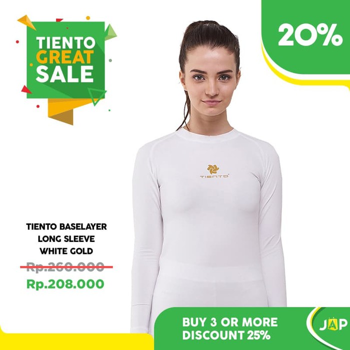 Jual Tiento Base Layer Daleman Atasan Lengan Panjang Putih Emas ...