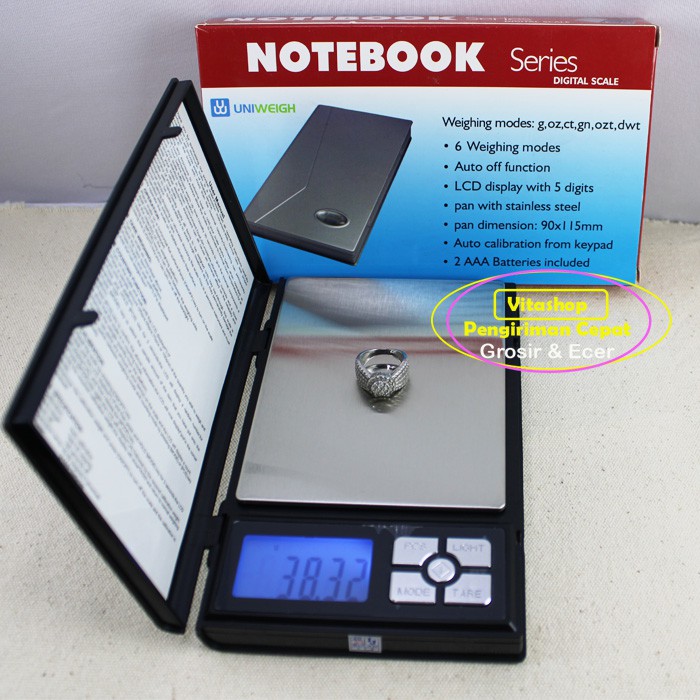 Jual TIMBANGAN DIGITAL POCKET SCALE 500-0.01 GRAM NOTEBOOK SERIES ...