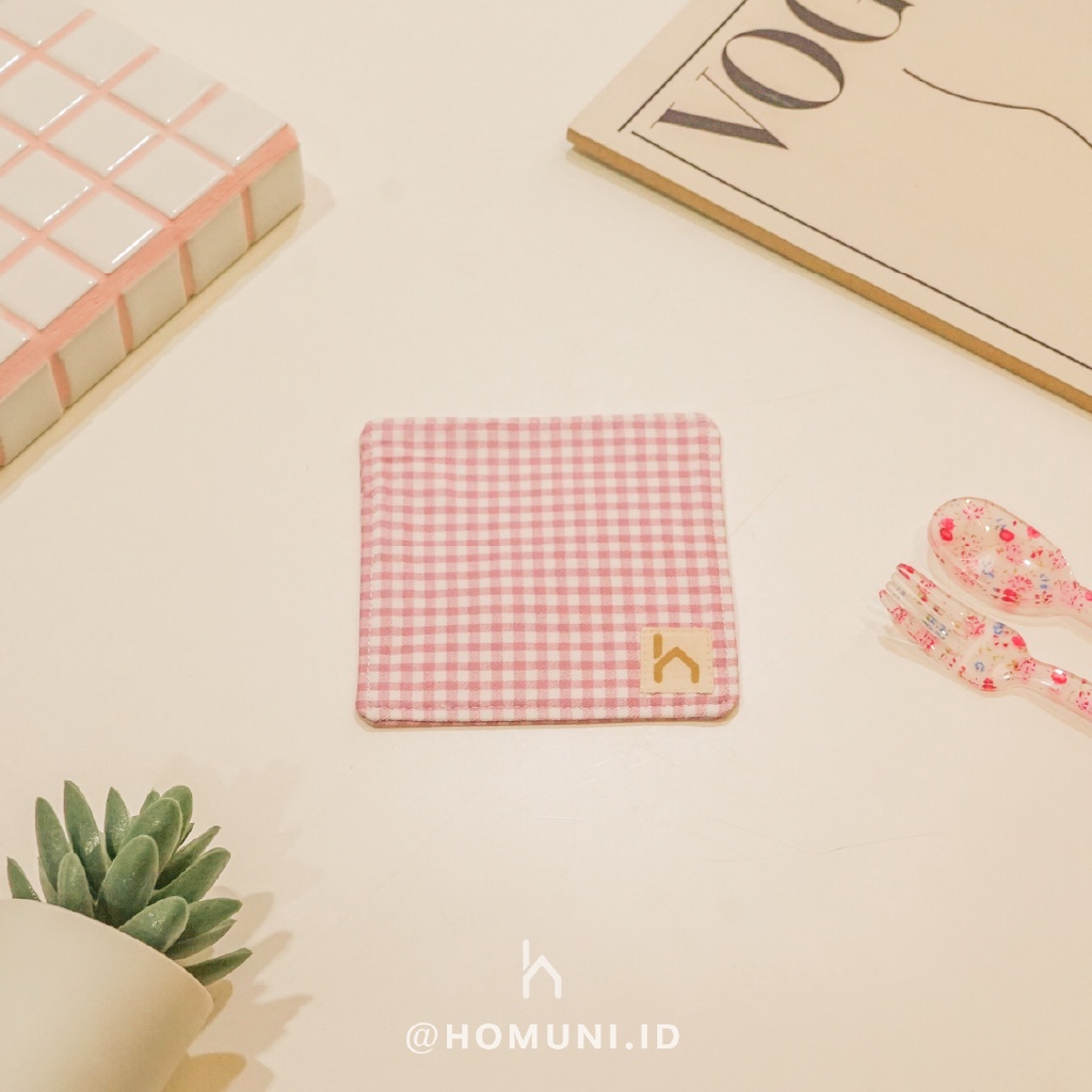 Jual Coaster Kain/Tatakan Gelas Kain Kotak-Kotak Gingham Kotak Kecil ...