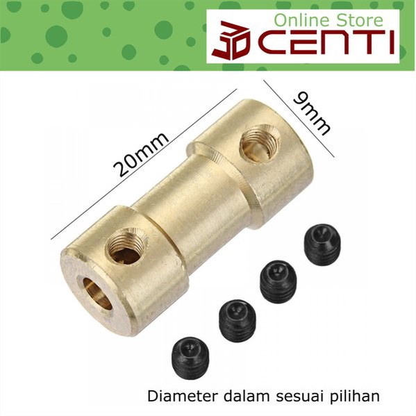 Jual Brass coupling shaft 2mm 2.3mm 3mm 3.175mm 4mm 5mm 6mm x 2 2.3 3 4 5 6 mm sambungan as ...
