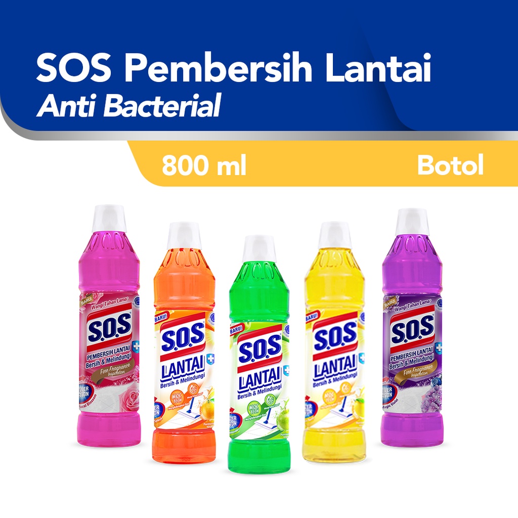Jual SOS Pembersih Lantai Botol 780 mL / 2 pcs - Anti Bakteri Wangi ...