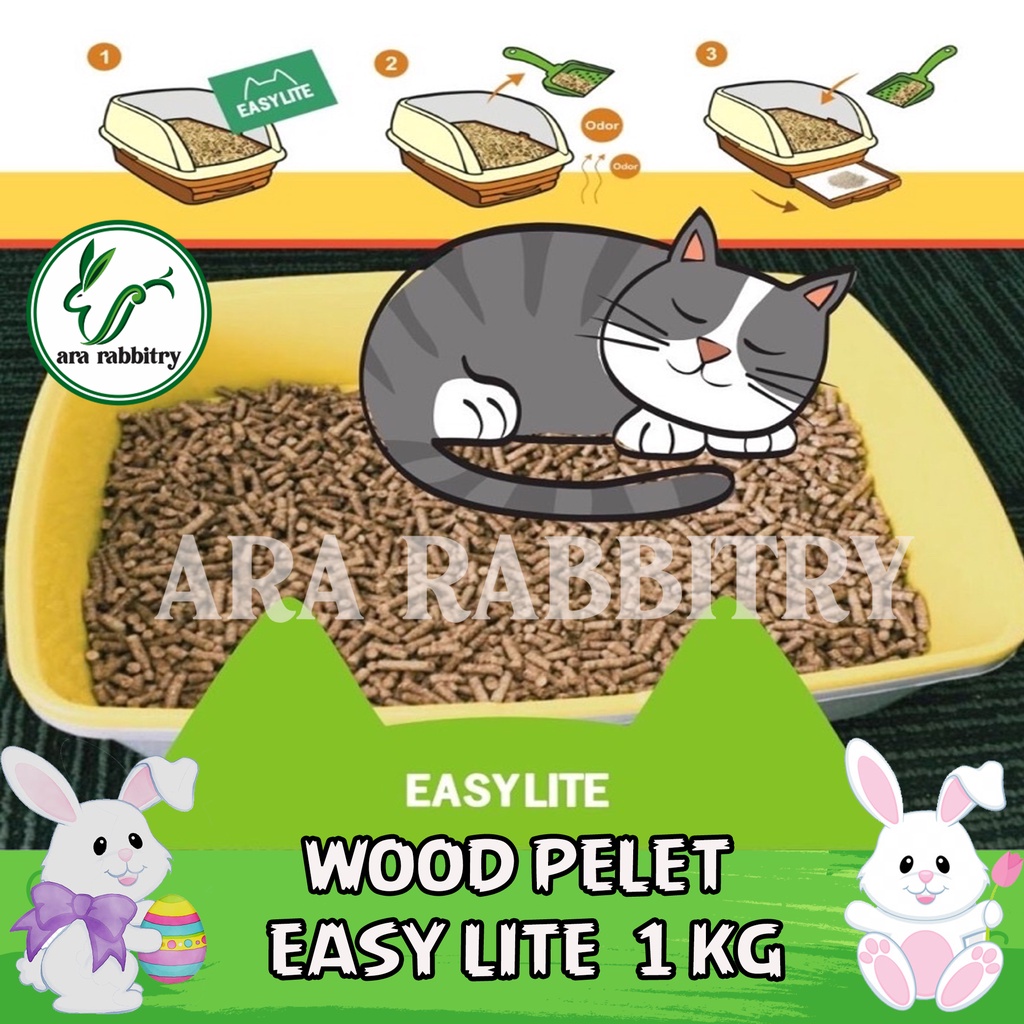 Jual Wood Pelet Easy Lite 1 kg Wood Pelet Natural Cat Litter Pelet Kayu ...