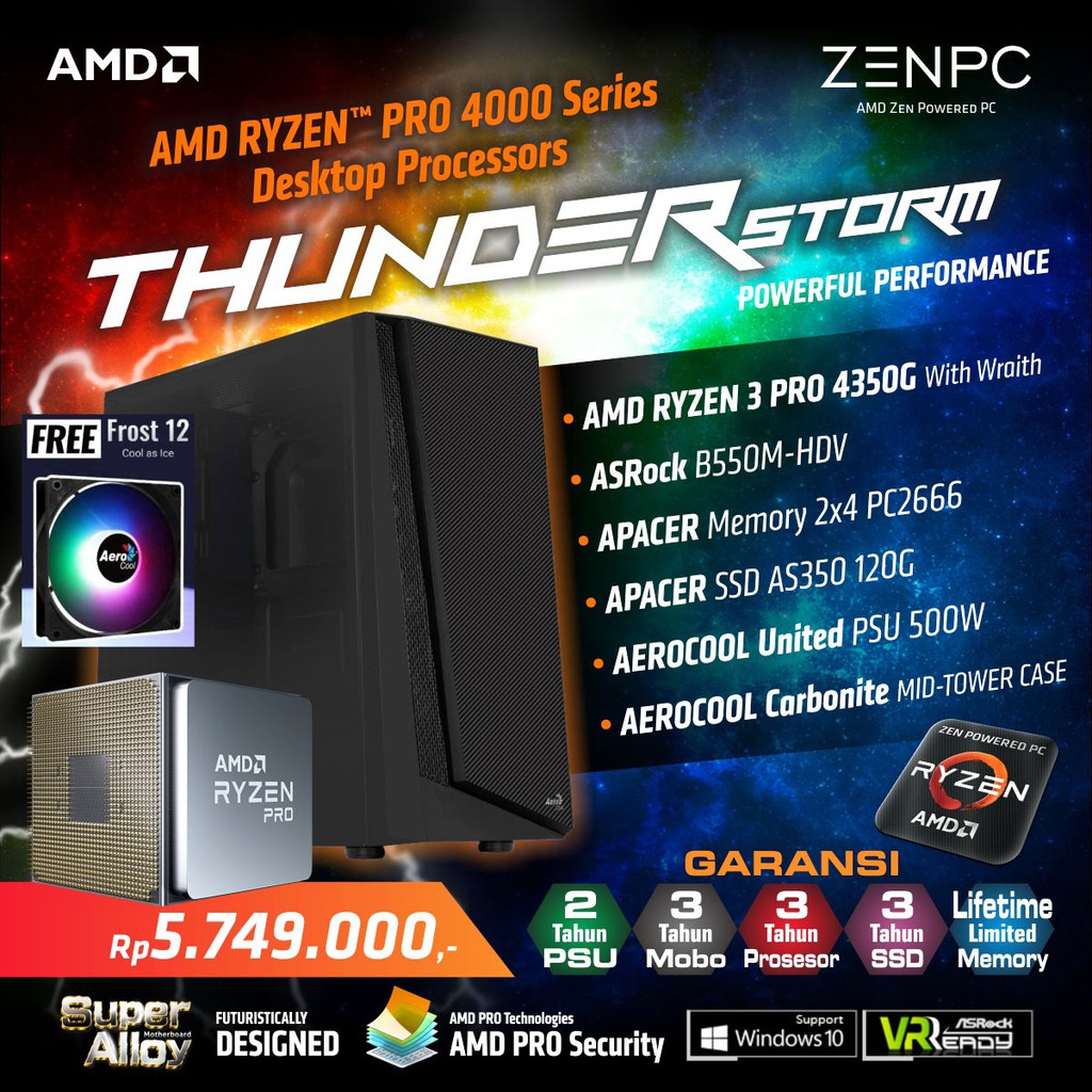 Jual PC RAKITAN THUNDER STOM RYZEN 3 PRO 4350G | Shopee Indonesia
