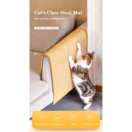 Jual Size 40cm x 60cm Random Color Cat Scratching Mat Natural Sisal ...