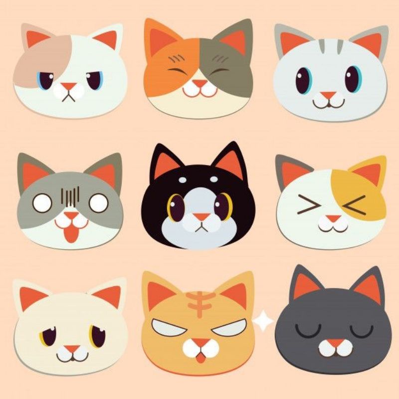 Jual stiker kepala kucing cat head cute kawai aesthetic diy notboo ...