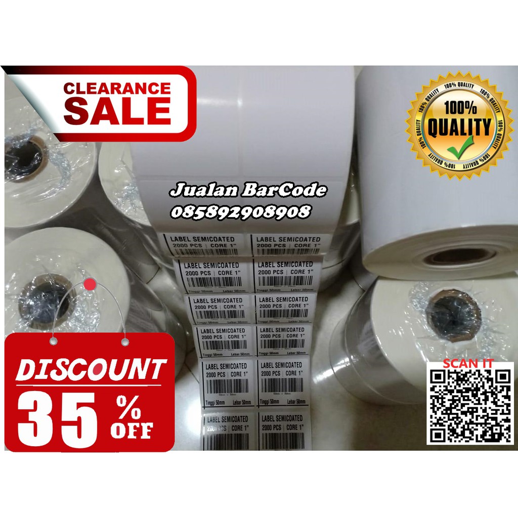 Jual STIKER LABEL SEMICOATED 50 x 50 | 50x50 | 5cm X 5cm ISI 2000 CORE ...