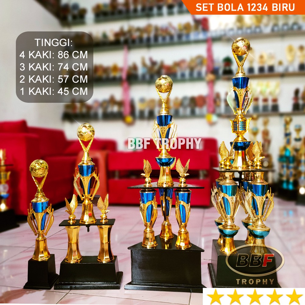 Jual Paket Piala set bola 4 pcs untuk juara 1-2-3-4 BIRU | Shopee Indonesia