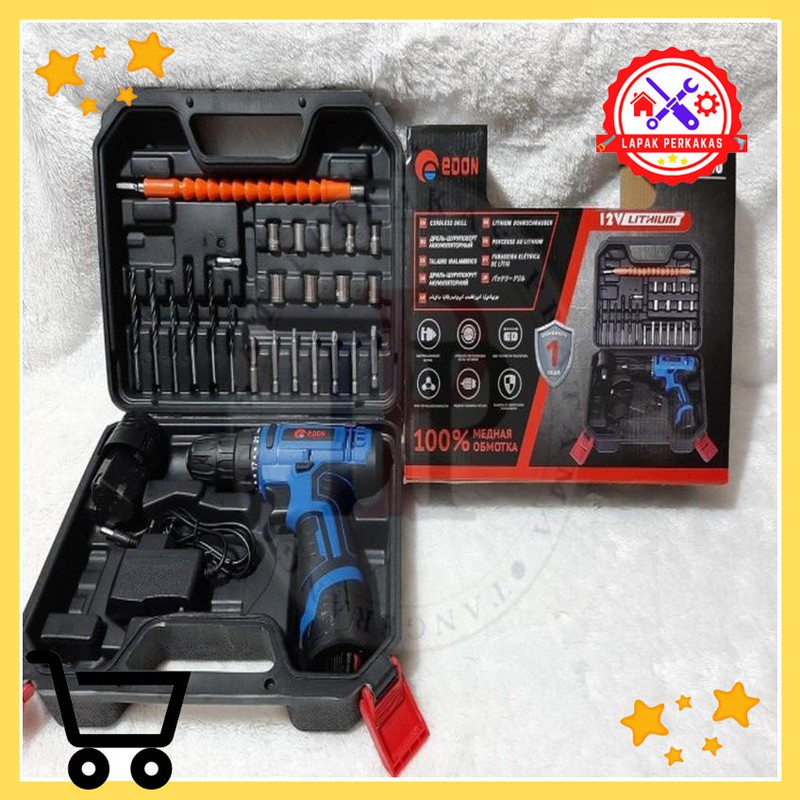 Jual Edon 12V Mesin Bor Cas 10mm Cordless Drill | Shopee Indonesia