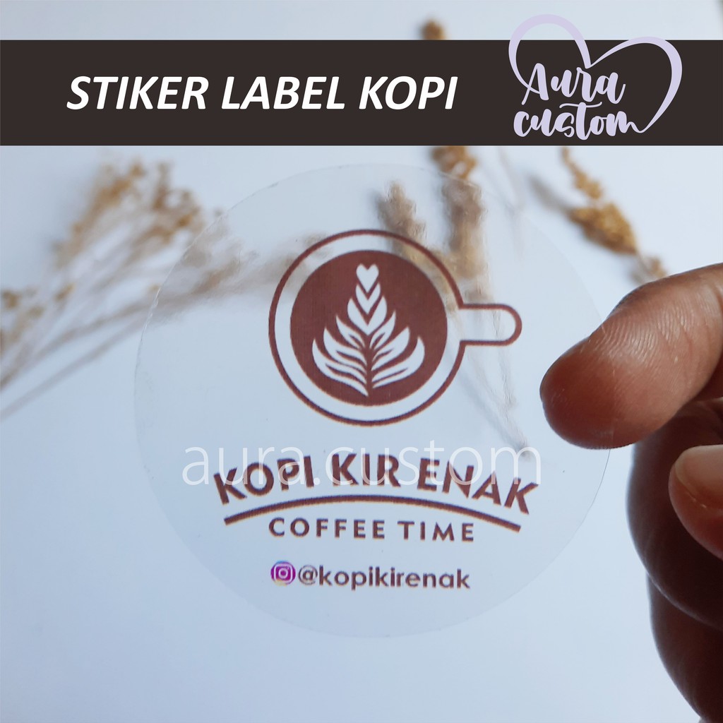 Jual STIKER TRANSPARAN/ PUTIH SUSU LABEL KOPI BULAT PRINT STICKER ...