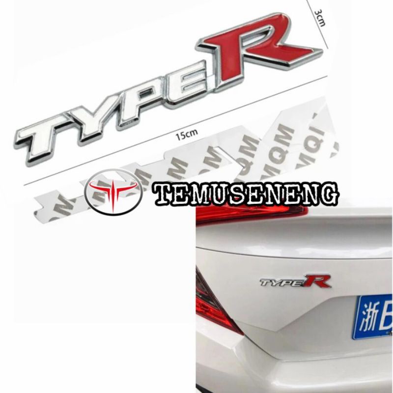Jual Tulisan Logo Emblem Type R Type-R Mobil Honda Civic Tempelan Putih ...