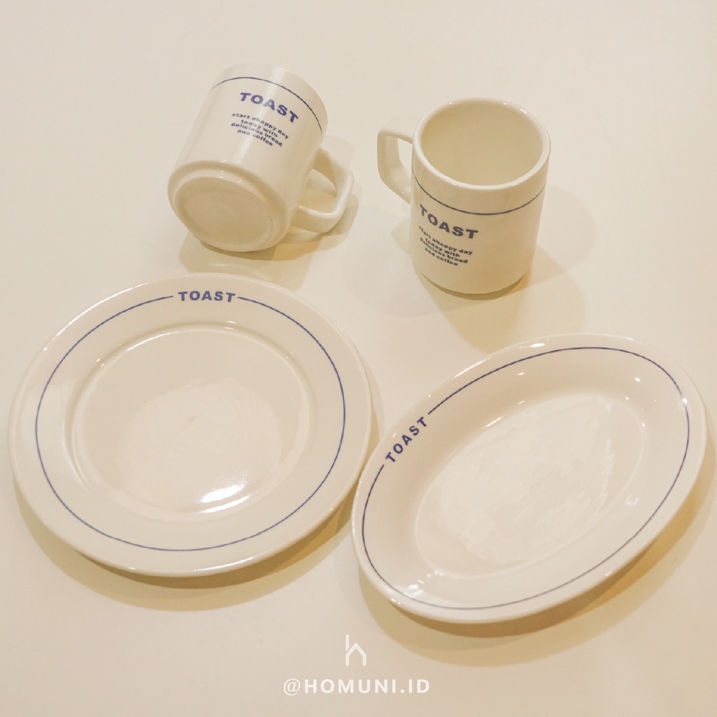 Jual Mug Plate Toast Tableware/Piring Gelas Keramik Putih Homecafe ...
