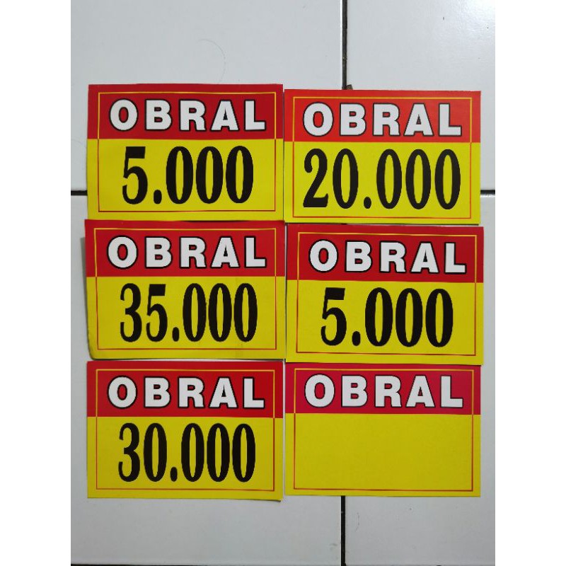 Jual Kertas Obral Harga / Kertas Tulisan Harga Bandrol / Name Tag Harga ...