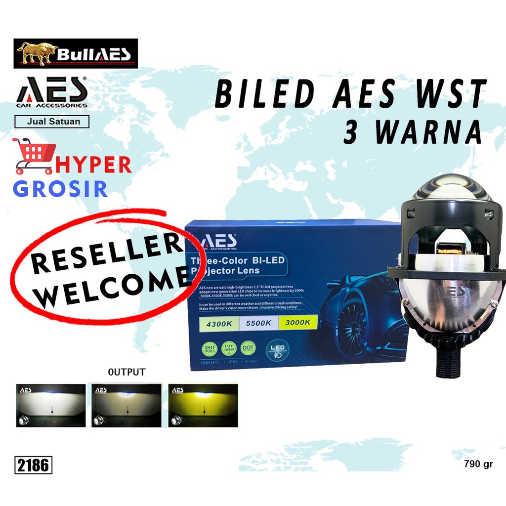 Jual Bilens LED Projector Lens Biled AES WST 2.5 Inch 3 Warna NEW 2022 ...