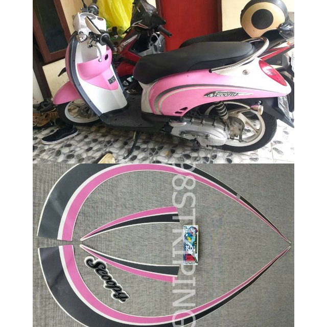 Jual STIKER STRIPING LIS STANDAR ORI HONDA SCOOPY PINK SILVER TAHUN ...