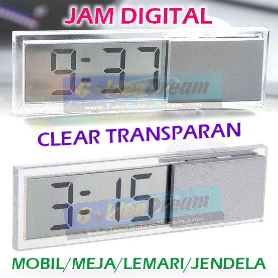 Jual Transparent Car Clock Digital Jam Transparan Mobil Meja Dinding ...