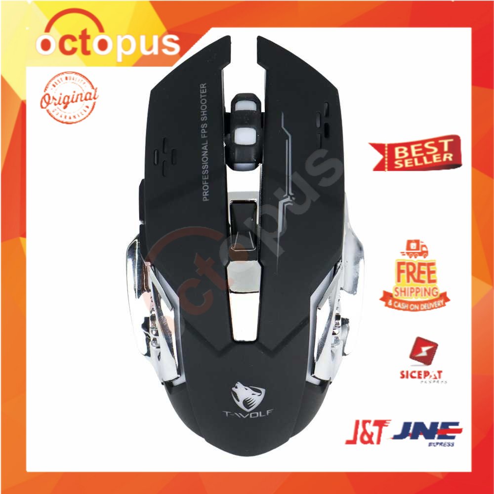 Jual T-WOLF Wireless Gaming Mouse Rechargeable dengan LED Light 2400 ...