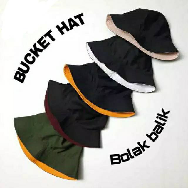 Jual Bucket hat bolak balik dua warna keren | Shopee Indonesia