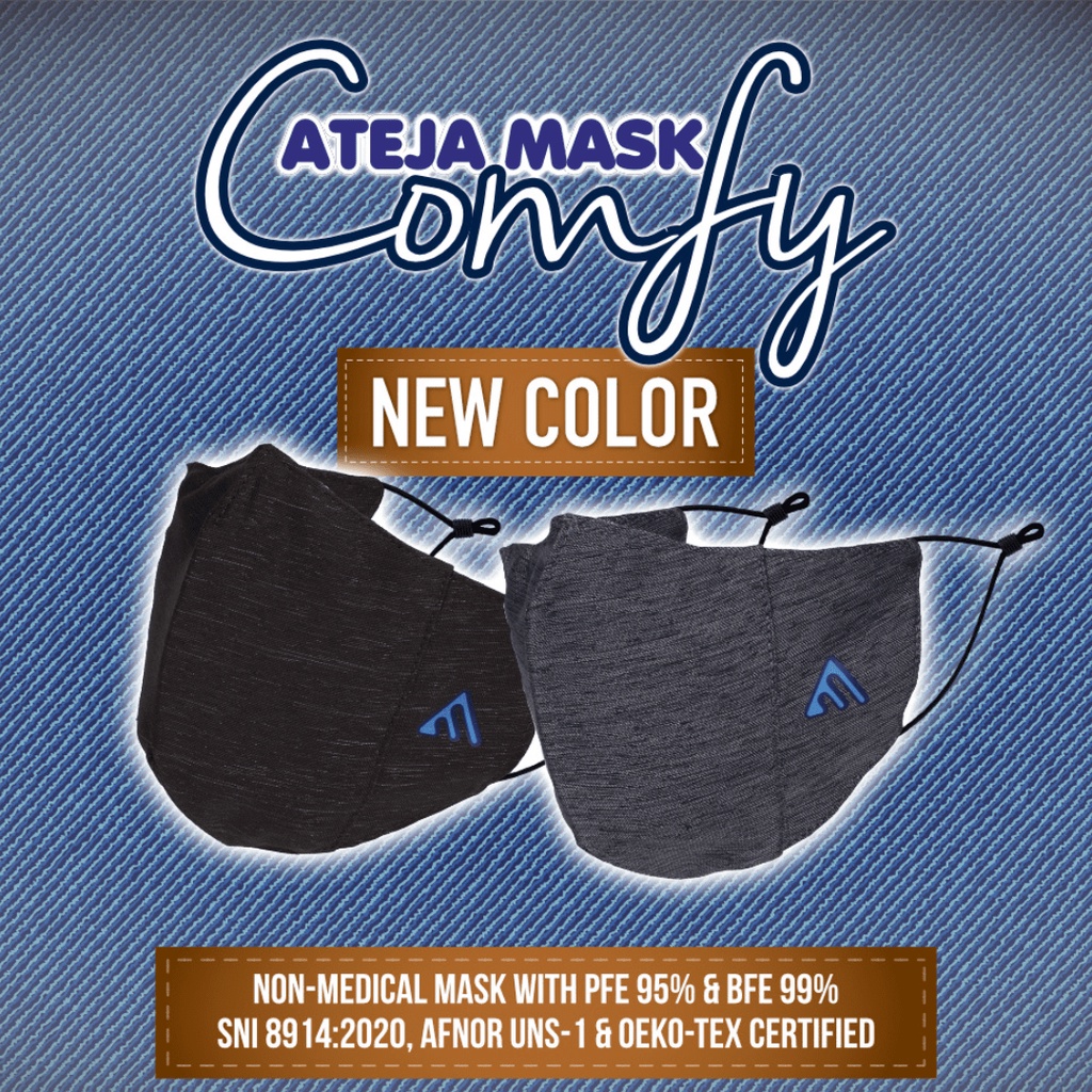 Jual Masker Kain 3 Lapis SNI - Ateja Mask Comfy Denim | Shopee Indonesia