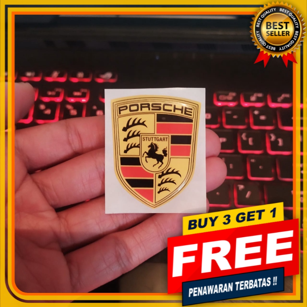 Jual PORSCHE LOGO EMBLEM STIKER 3D LENTUR STIKER RESIN AKSESORIS SEPEDA ...