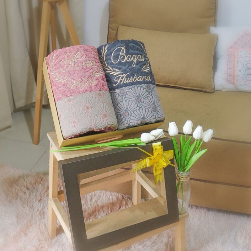 Jual Handuk Couple Wedding Design Handuk Bordir Nama Handuk seserahan ...