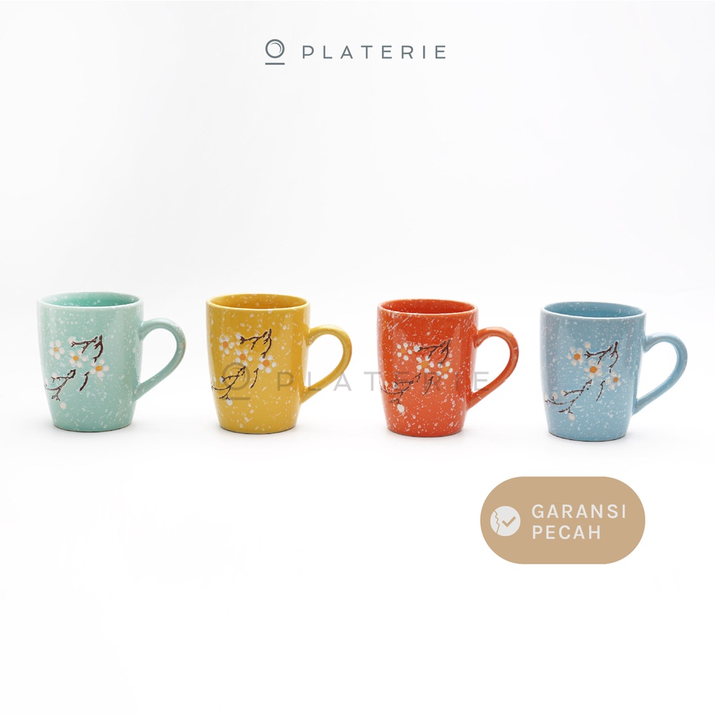 Jual PLATERIE Gelas Keramik Mug 200/350ml Motif Bunga Sakura Multicolor | Shopee Indonesia
