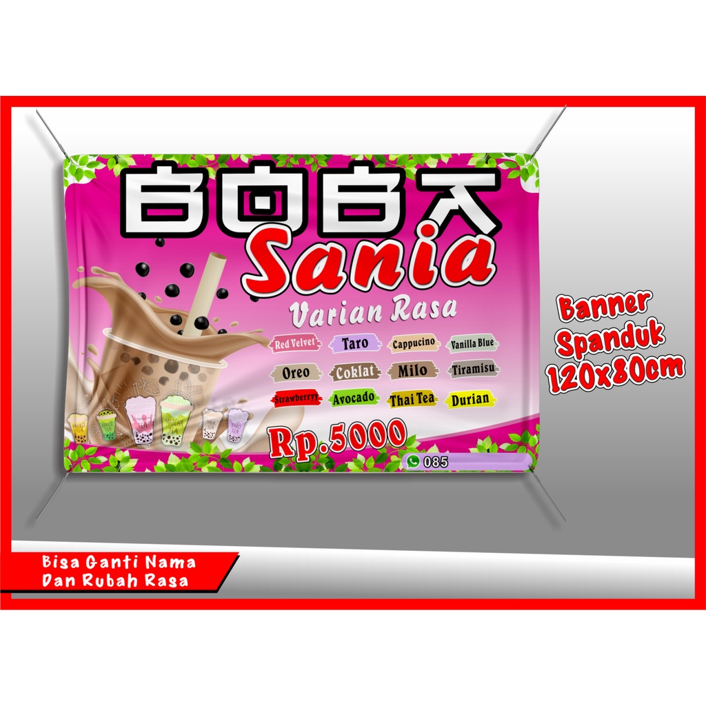 Jual Cetak spanduk Minuman BOBA, banner minuman boba ukuran 120x80 cm ...