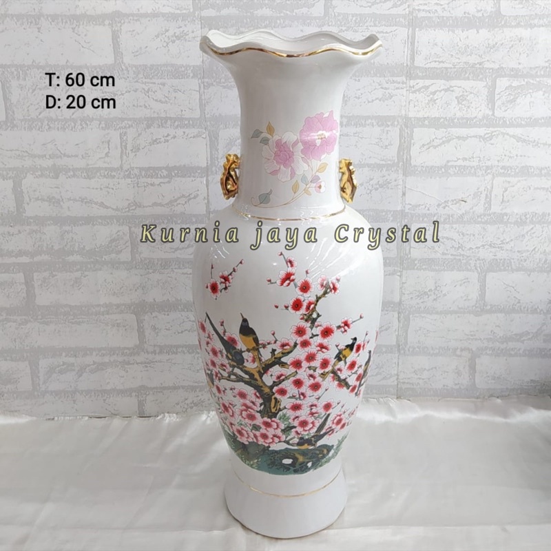 Jual Guci / Vas Bunga Keramik China motif Sakura Tinggi 60cm | Shopee ...