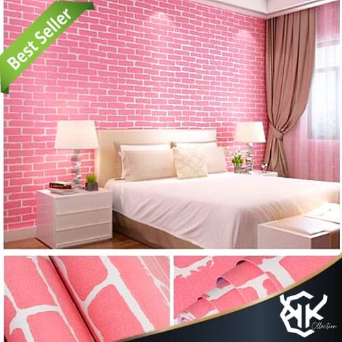 Jual Wallpaper Dinding Motif Bata 45cm x 5m Bata Pink Klasik Wallpaper ...