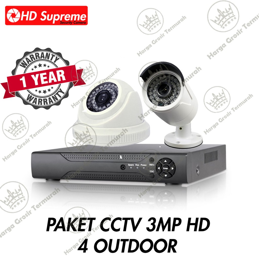 Jual PAKET CCTV 4 KAMERA HD KOMPLIT 4 CHANNEL (4 OUTDOOR) AHD | Shopee Indonesia