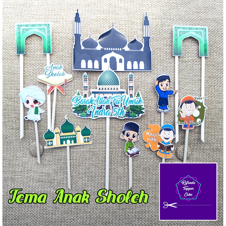 Jual Topper kue ulang tahun tema anak sholeh | Shopee Indonesia