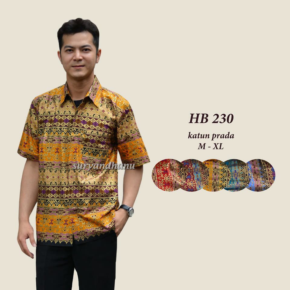 Jual hb 230 Kemeja Hem batik pria lengan pendek tangan kerja undangan pesta kantor seragam among ...