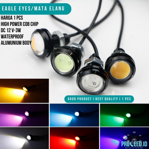 Jual Lampu LED Mata Elang Eagle Eye DRL COB 1 Mode Diam Ukuran Lensa 23mm 12v 3W Lampu Variasi ...