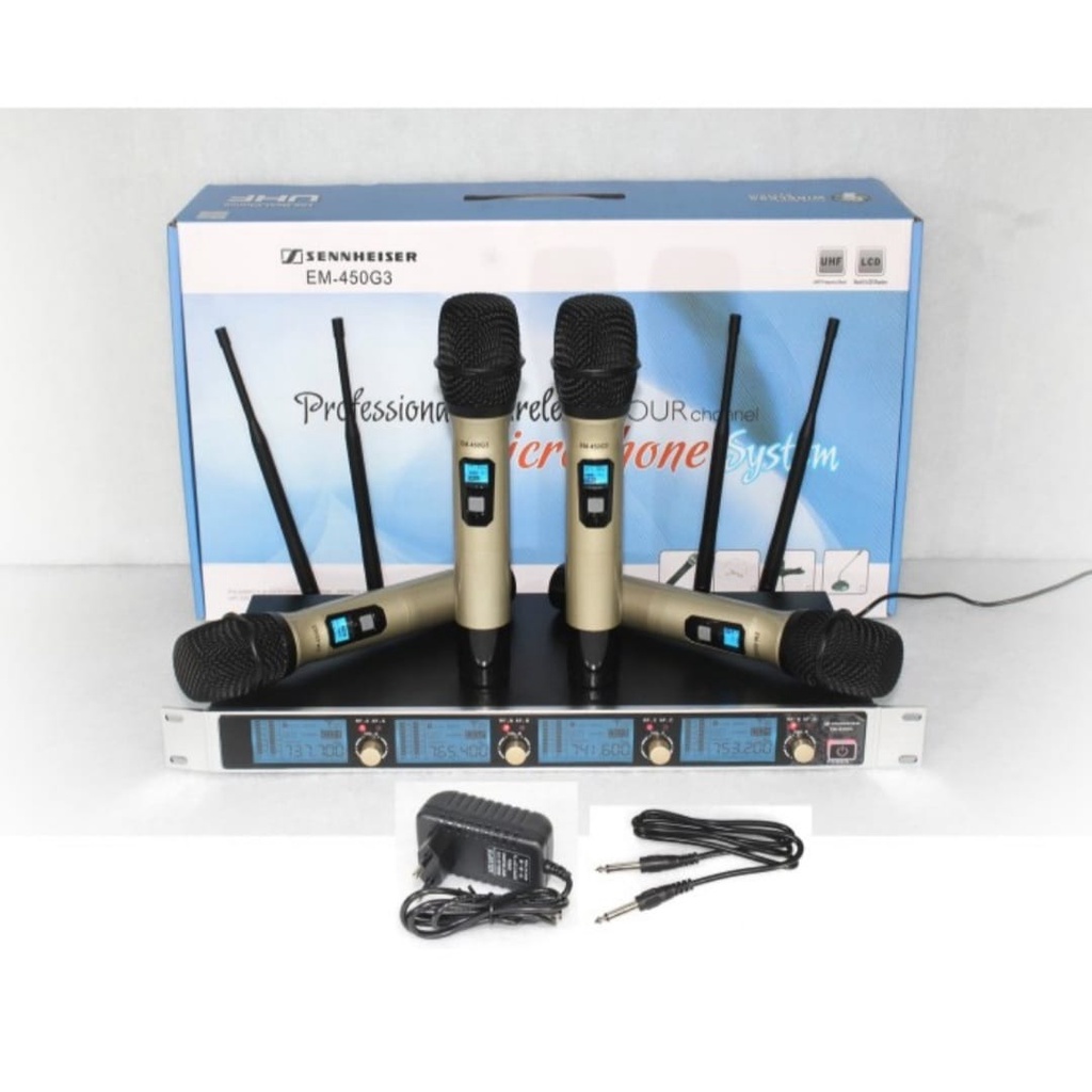 Jual G581 MIC WIRELESS TANGAN 4 CHANNEL UHF DIGITAL LCD DUAL 4CH MIK ...