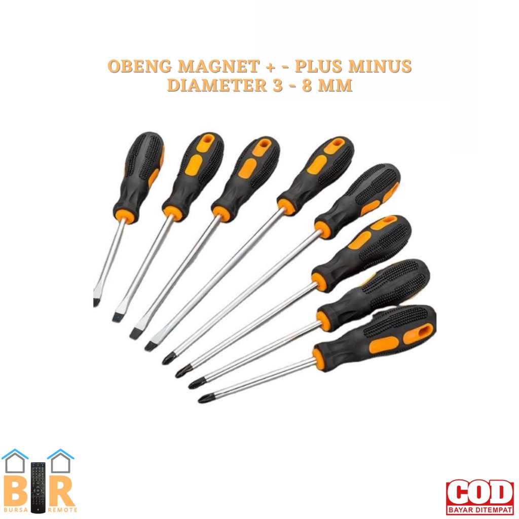 Jual Obeng Magnet Gagang Karet Plus Minus 5MM 6MM 8MM | Shopee Indonesia