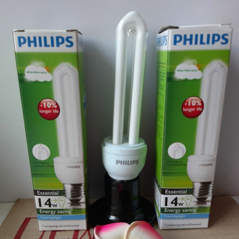 Jual LAMPU PHILIPS ESSENTIAL 14 Watt E27 Cahaya PUTIH LAMPU PLC/JARI 2U ...