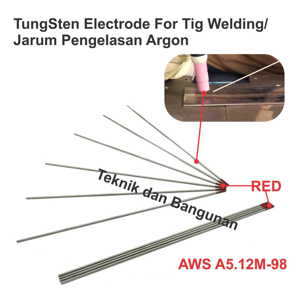 Jual TungSten Electrode/Jarum Las Argon 1.6mm x 7" (Red) | Shopee Indonesia
