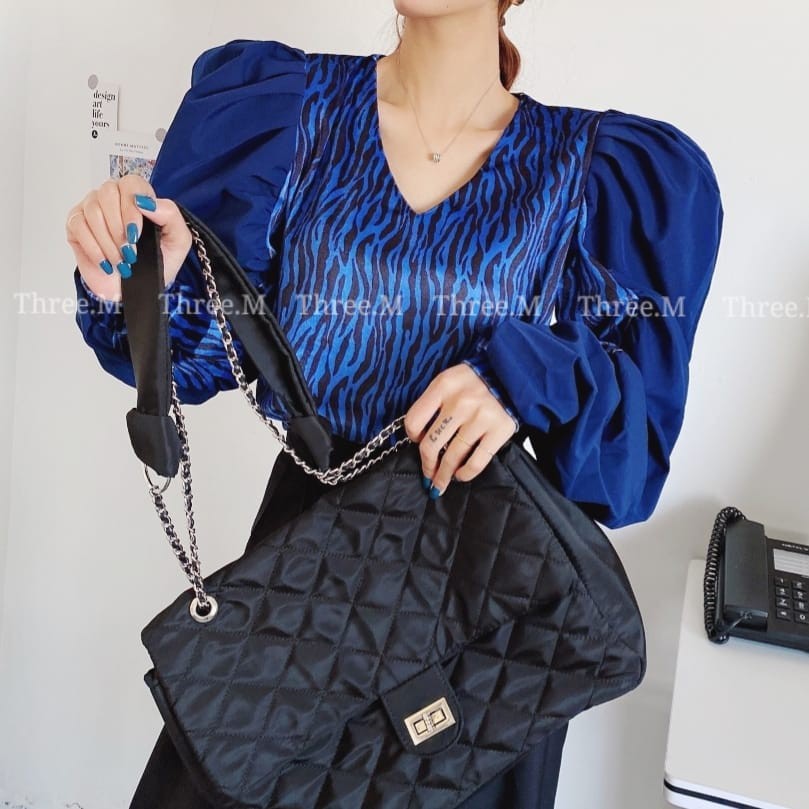 Jual Vey Leopard Puff Tops Import TM 2231 | Shopee Indonesia