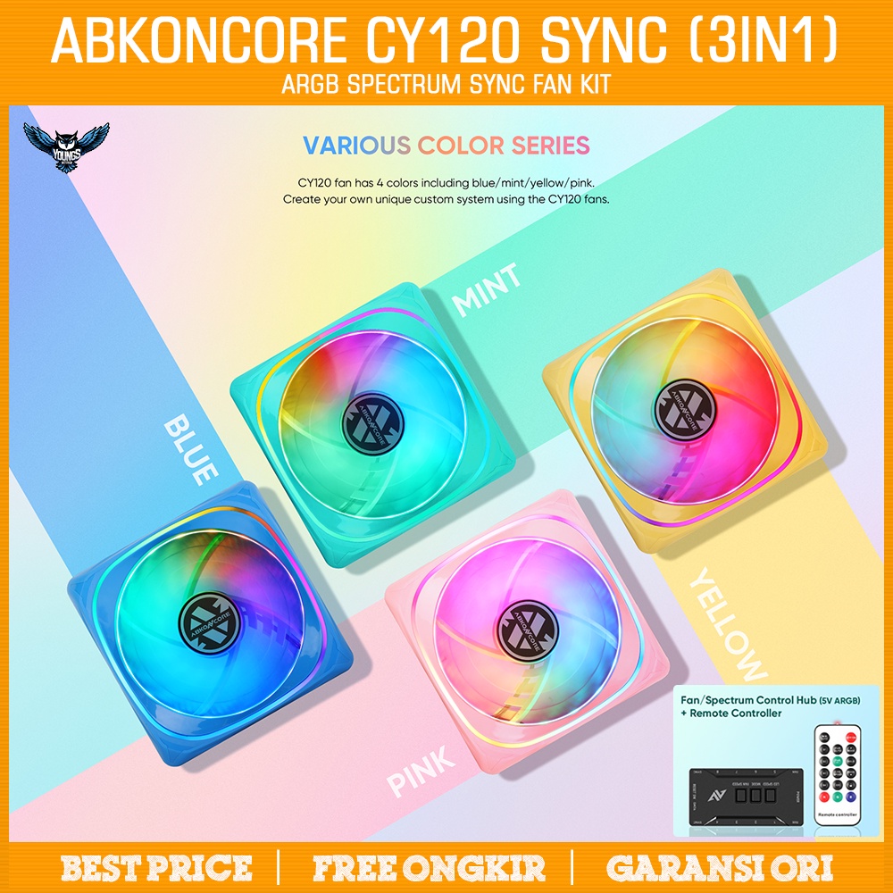 Jual FAN CASE ABKO NCORE CY120 aRGB SPECTRUM SYNC 3in1 (Mint, Yellow, Pink,Blue) | Shopee Indonesia