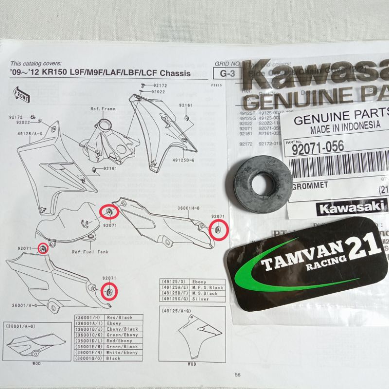 Jual KARET BODY TANGKI NINJA RR R SS ORIGINAL SATUAN 92071-056 (3.7F ...