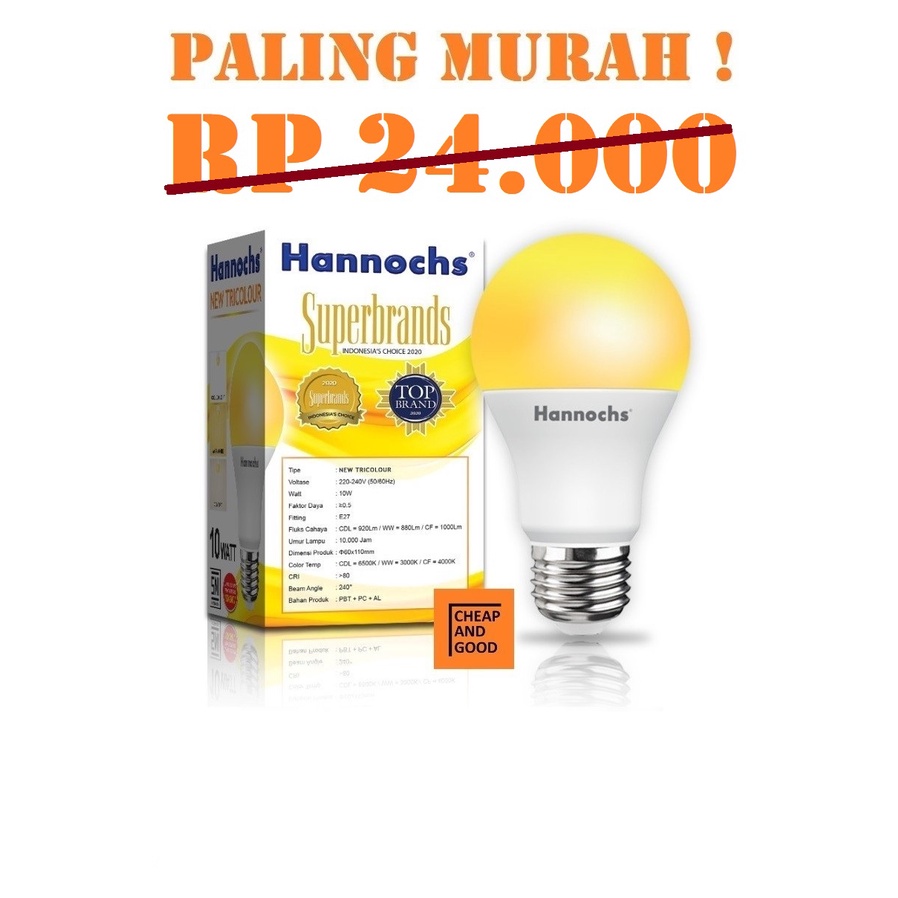 Jual Lampu LED Hannochs Tri Color Tri Colour TriColour 3 Warna 10W 10 ...